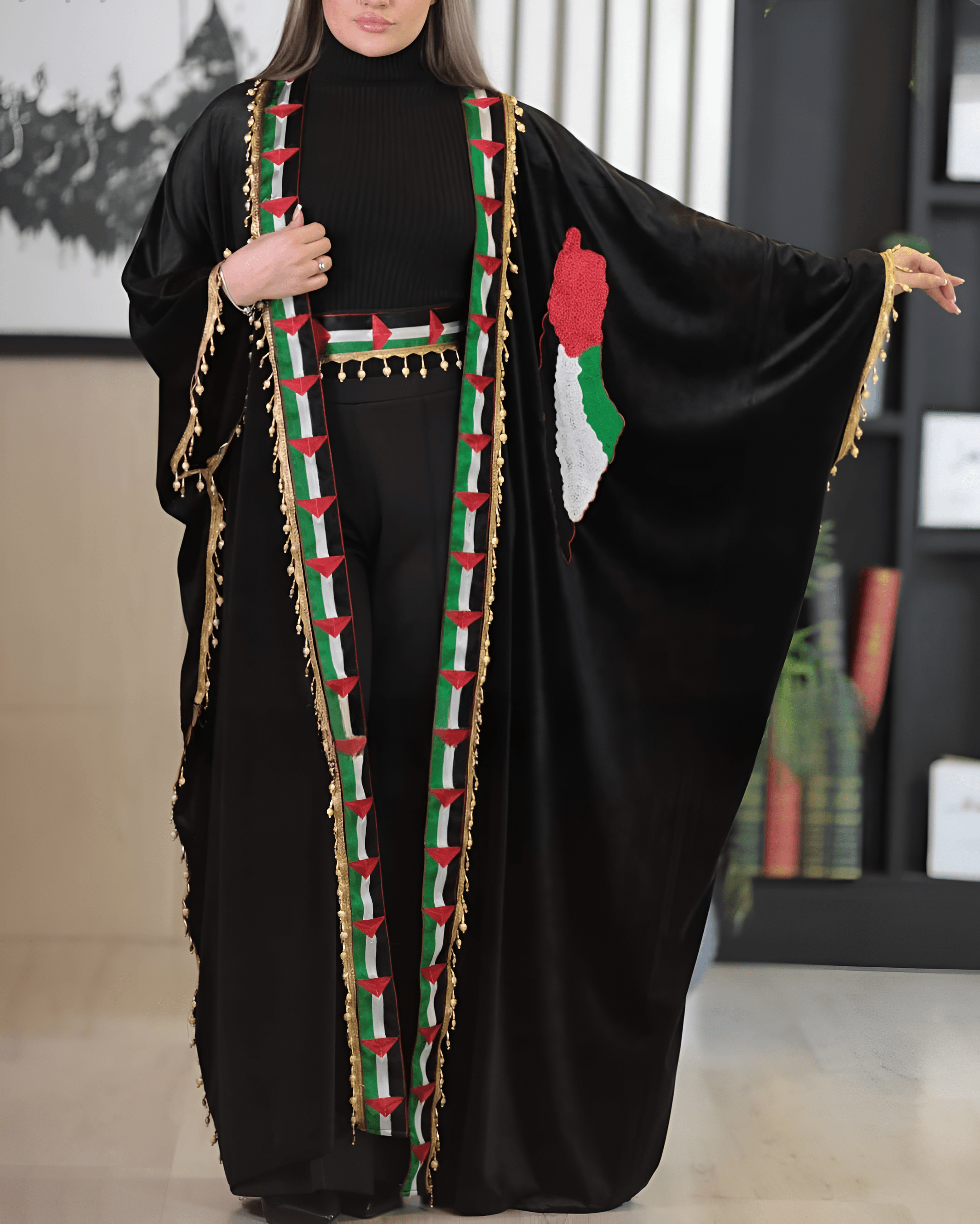 Palestine Flag Velvet Abaya - Embroidered Palestinian Abaya – JPK ...