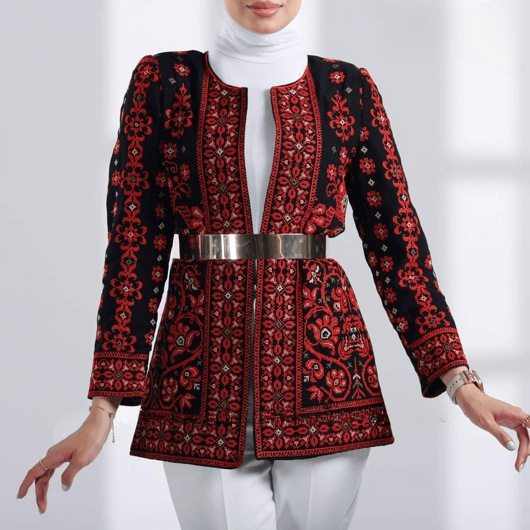 Embroidered Jacket With Collar 2 - Embroidered Palestinian / Jordanian ...
