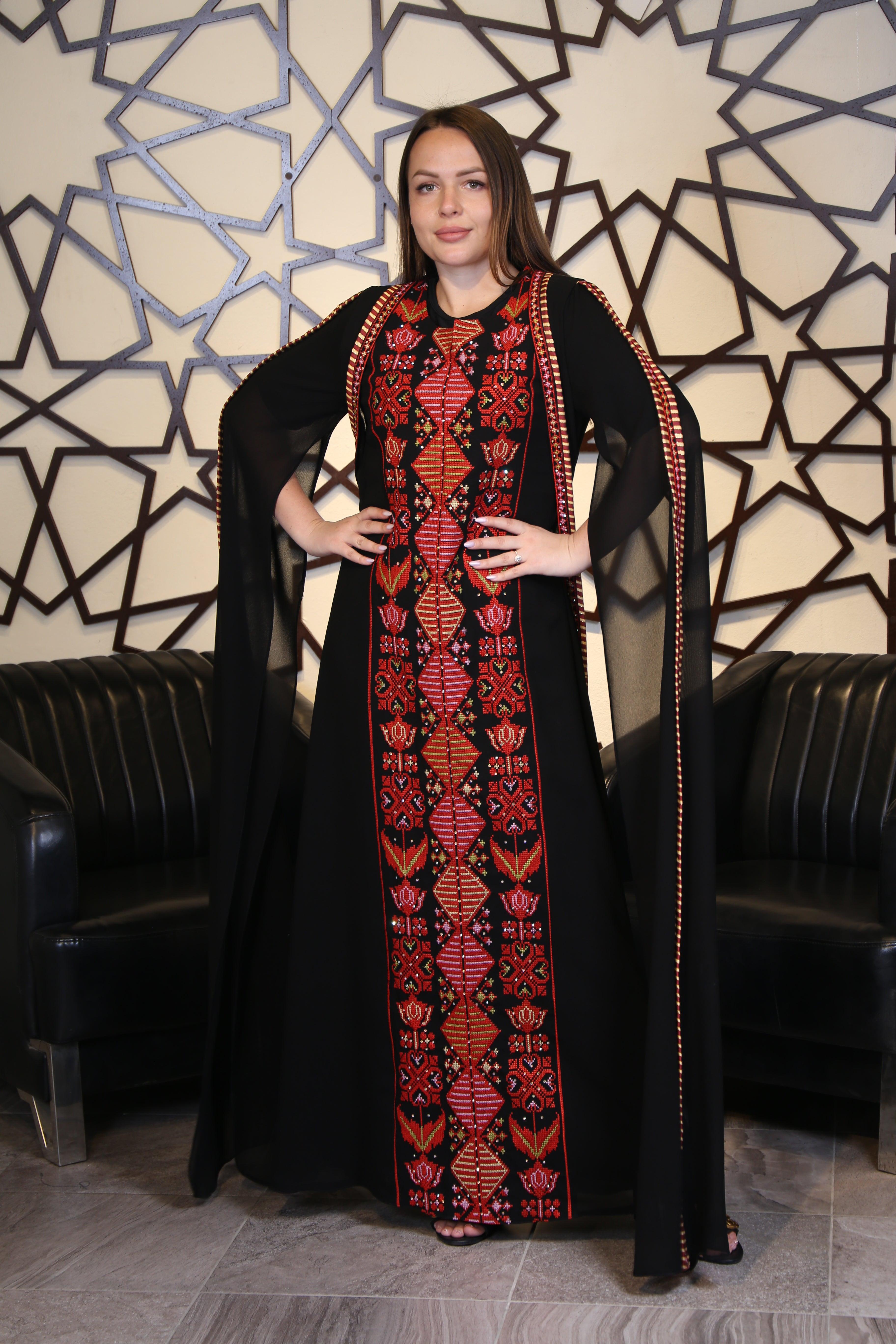 Embroidered Butterfly - Traditional Embroidered Palestinian Thobe/Dres ...