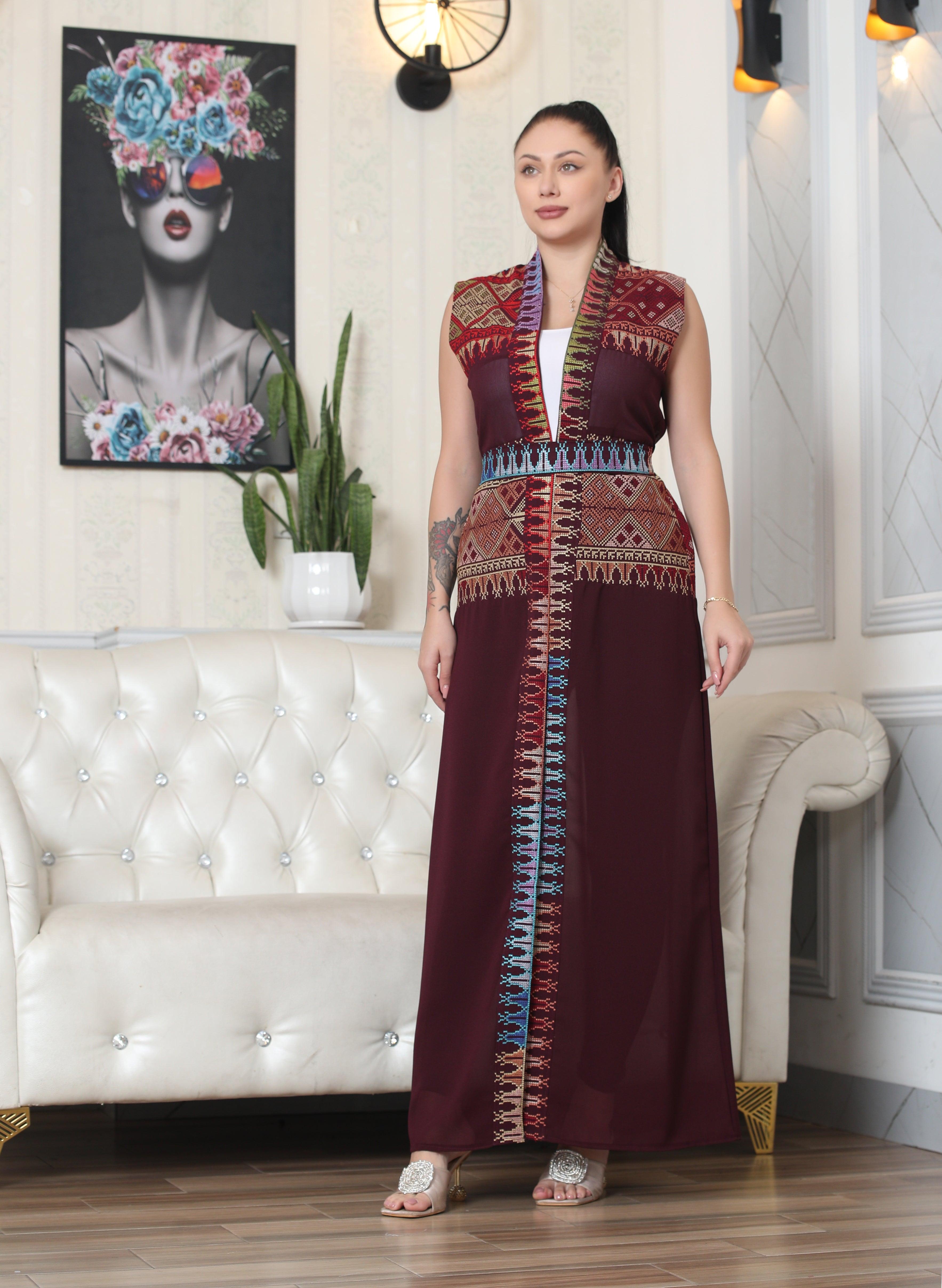 Haifa Kaftan - Embroidered Palestinian style Sleeveless Kaftan – JPK ...